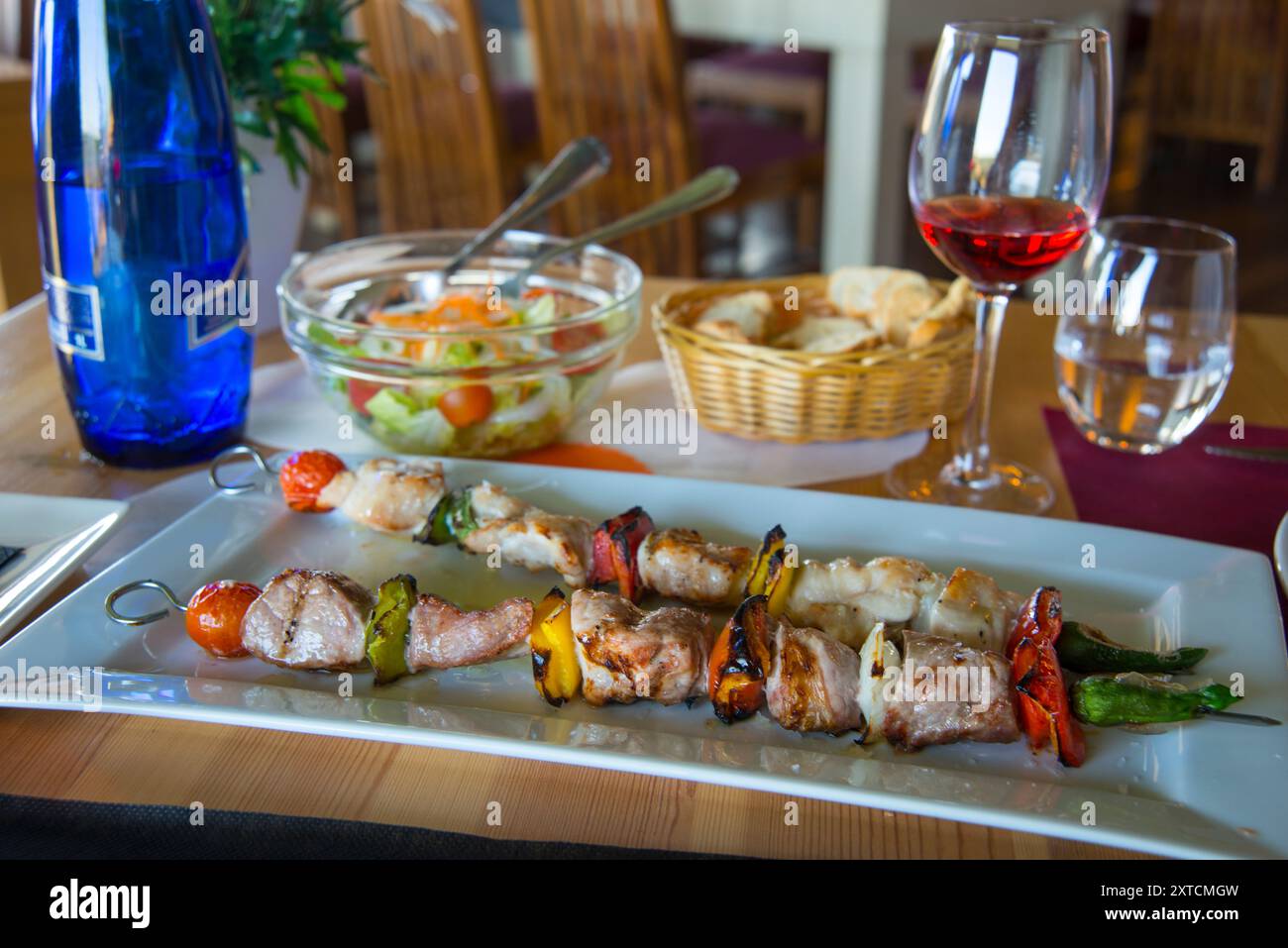 Brochette with meat and vegetables Stock Photo - Alamy