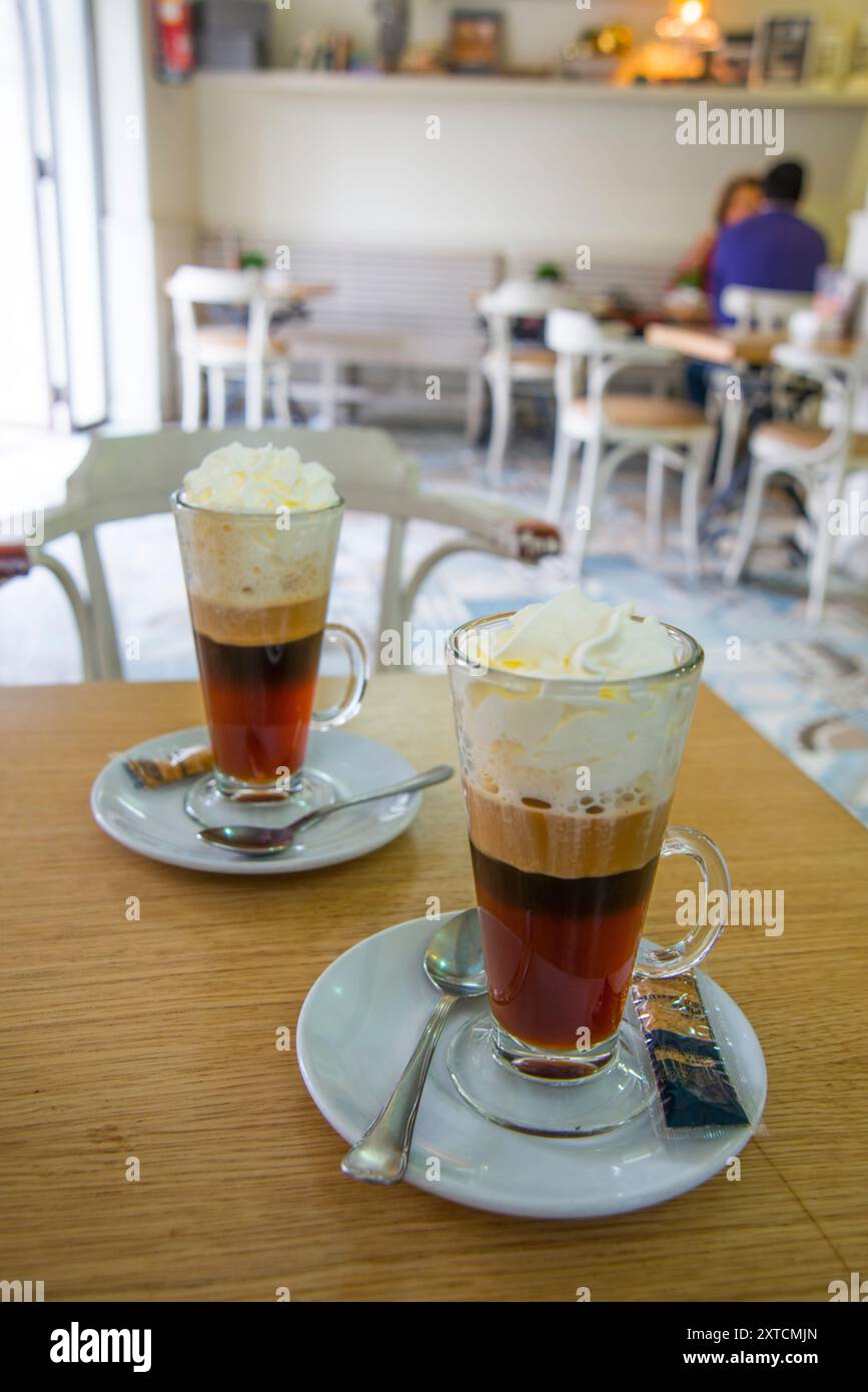 Two Irish coffees in a cafe. Madrid, Spain Stock Photo - Alamy