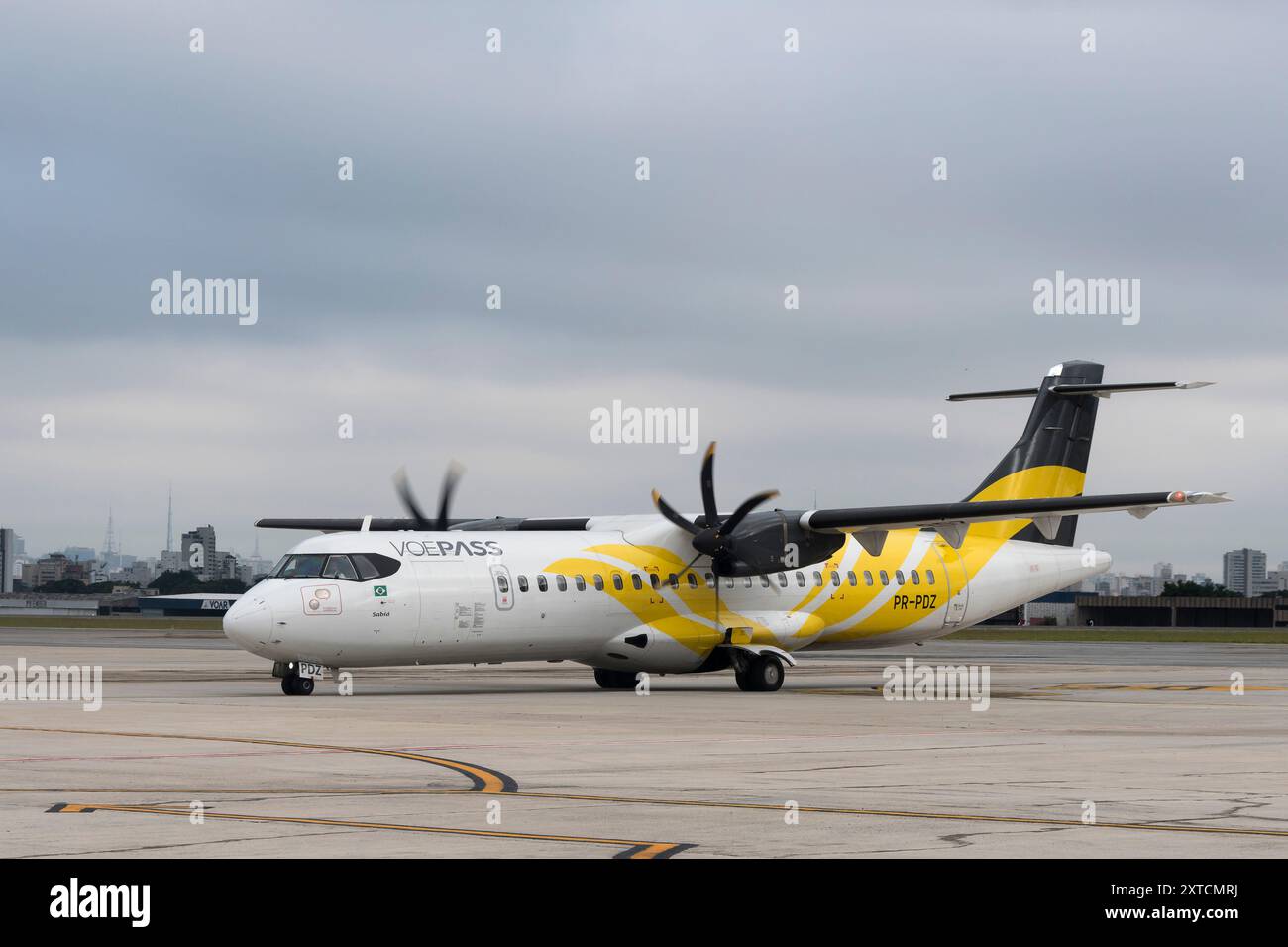 Voepass airline plane on the runway at Congonhas Airport. City of São ...