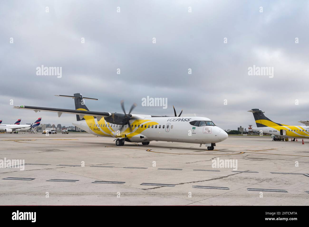 Voepass airline plane on the runway at Congonhas Airport. City of São ...