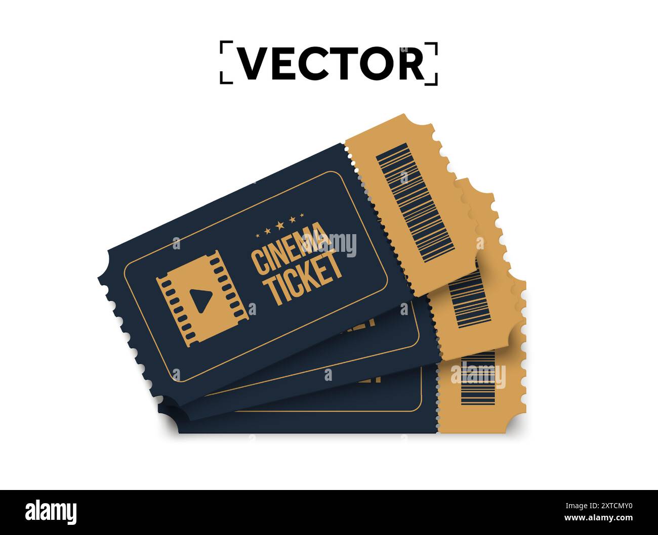 3d stack of movie or cinema tickets, isolated on background. Concept ...
