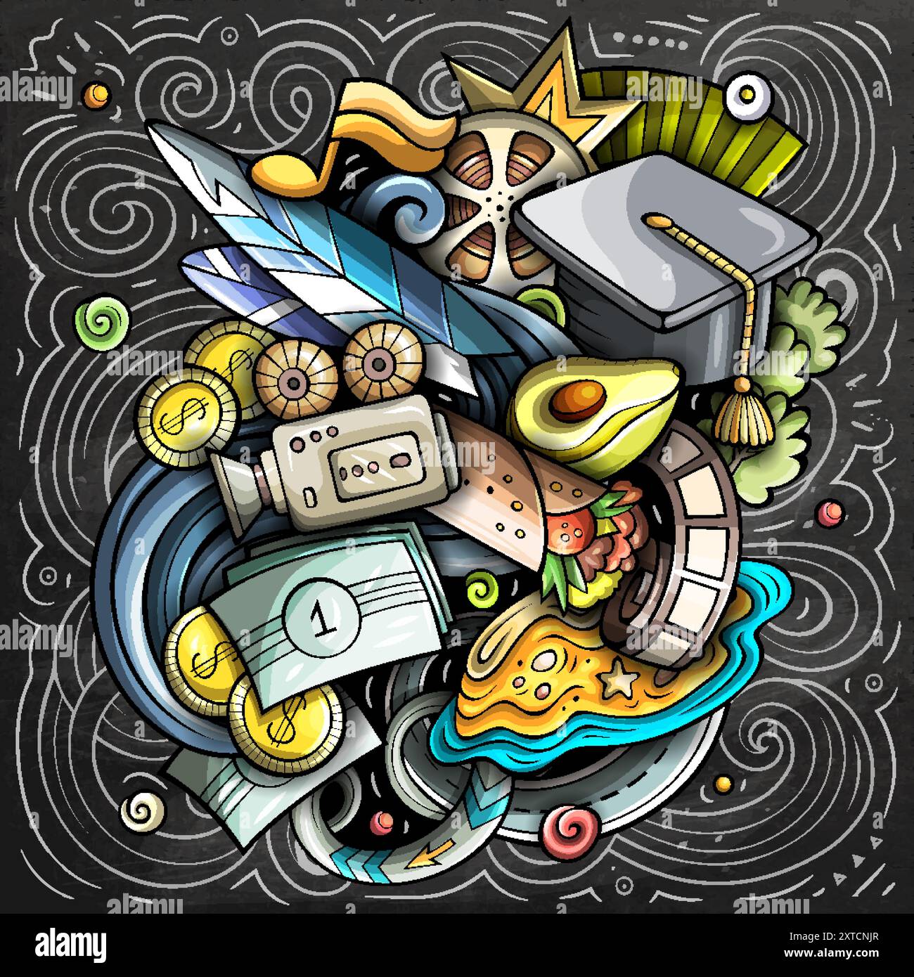 California hand drawn cartoon doodle illustration. Funny USA State ...