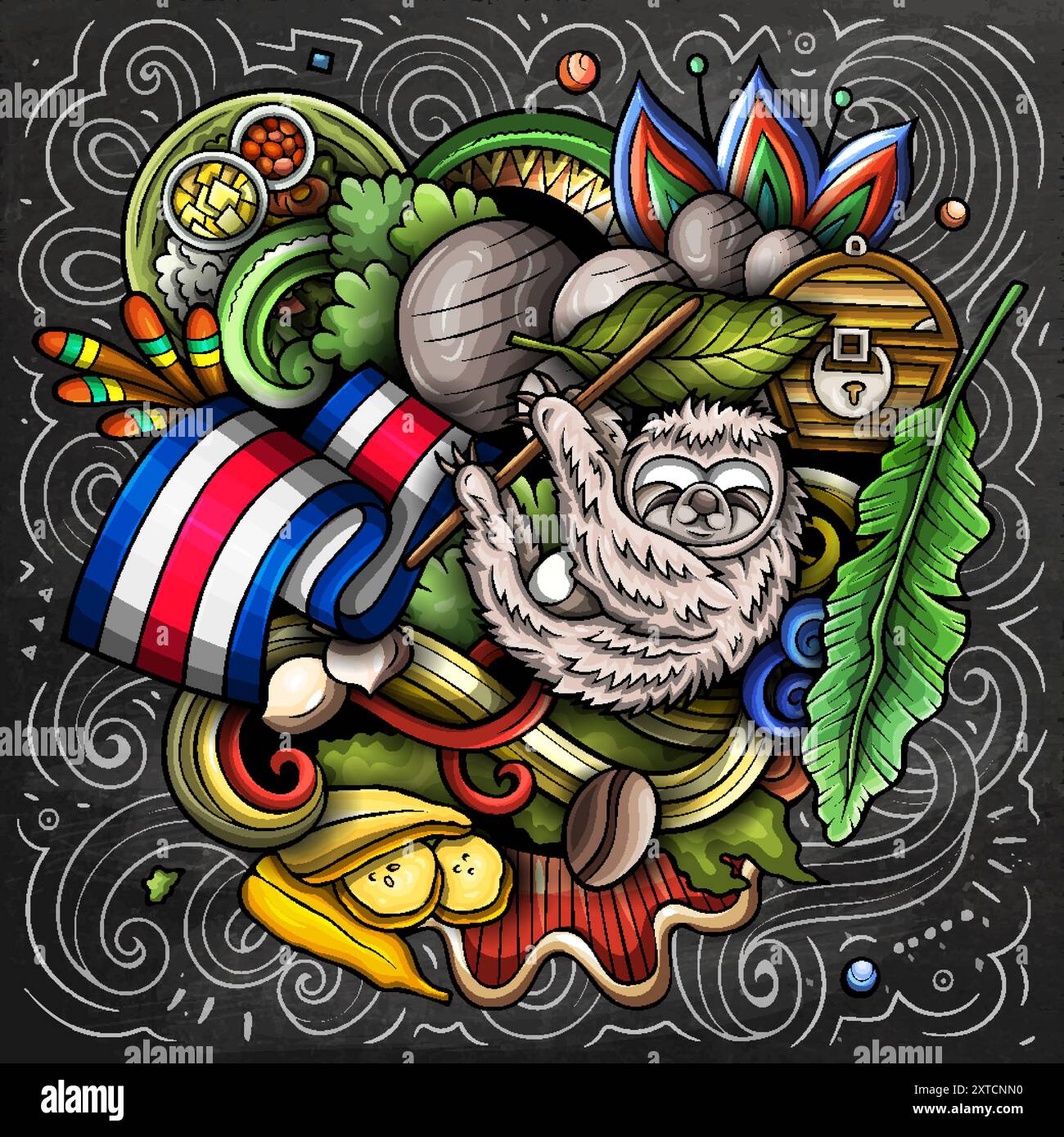 Costa Rica cartoon doodle illustration. Funny local design Stock Vector ...