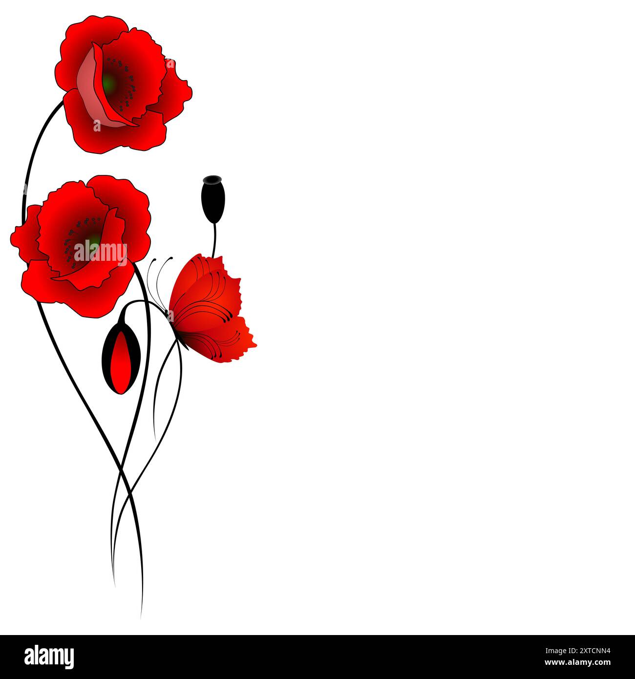 Poppies on summer meadow Stock Vector Images - Alamy