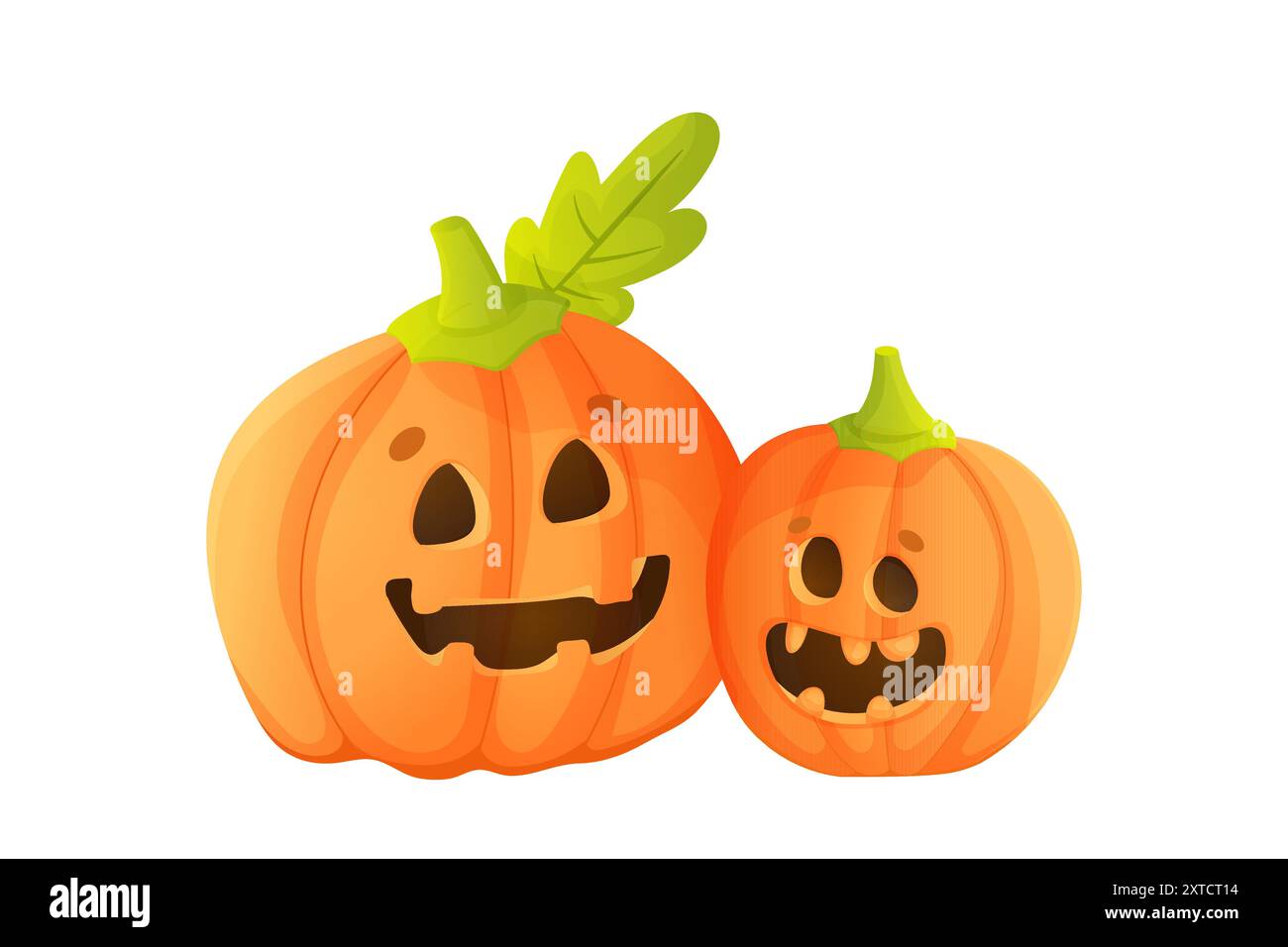 Cartoon funny pair of pumpkins, isolated on white background. carving ...