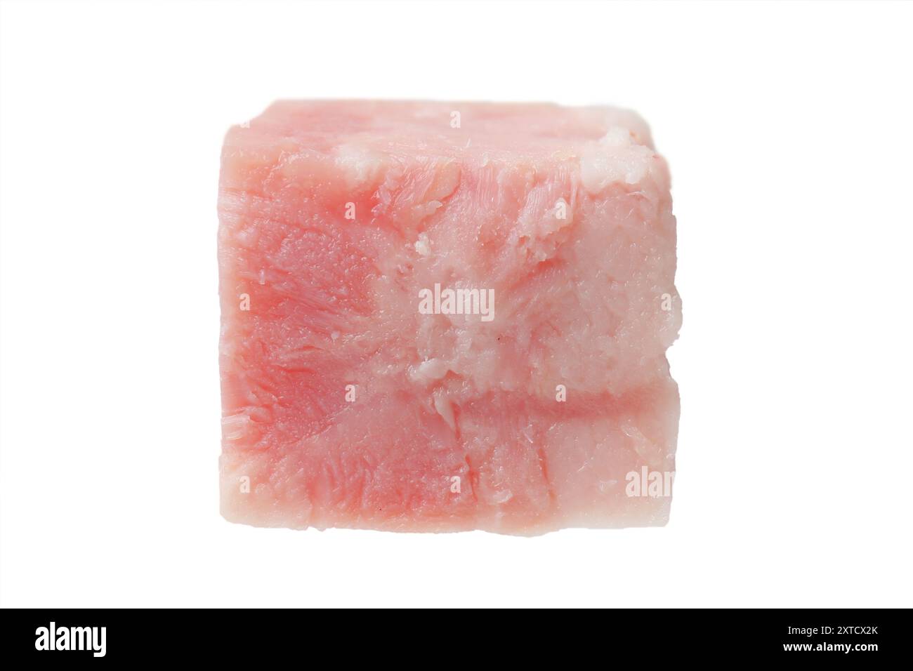 Cube of raw bacon isolated on white Stock Photo - Alamy