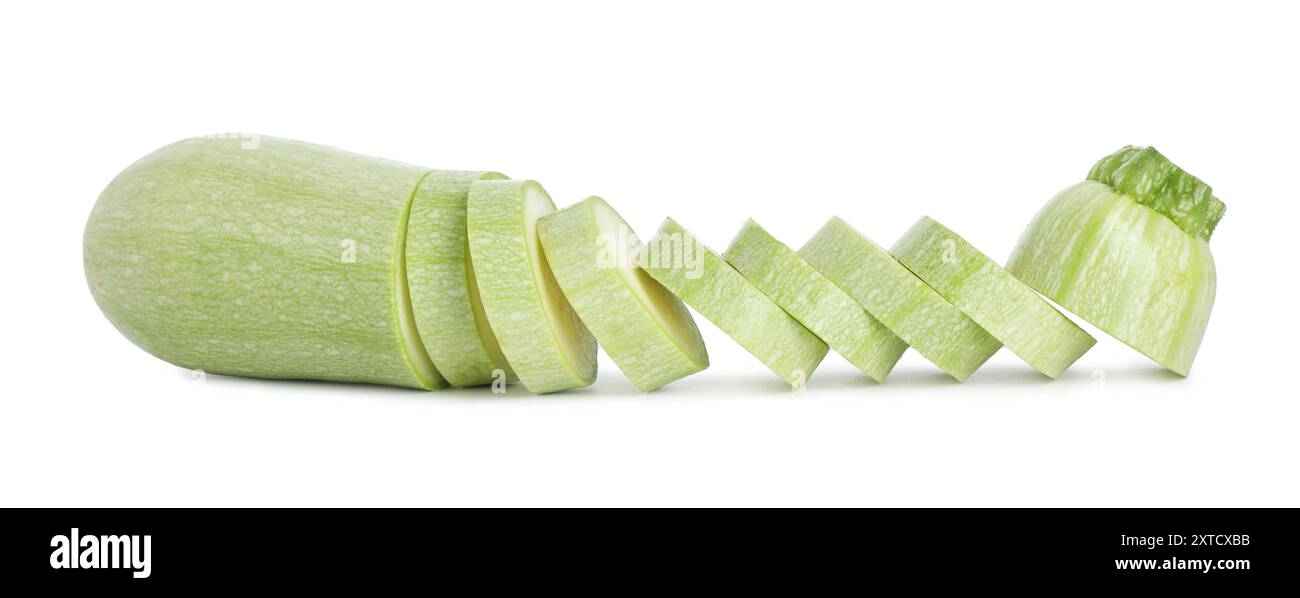 One fresh cut zucchini isolated on white Stock Photo - Alamy