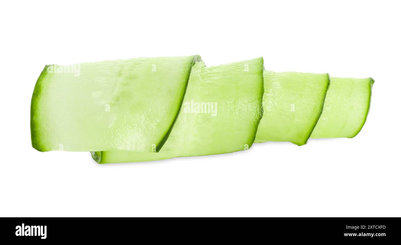 One fresh sliced cucumber isolated on white Stock Photo - Alamy