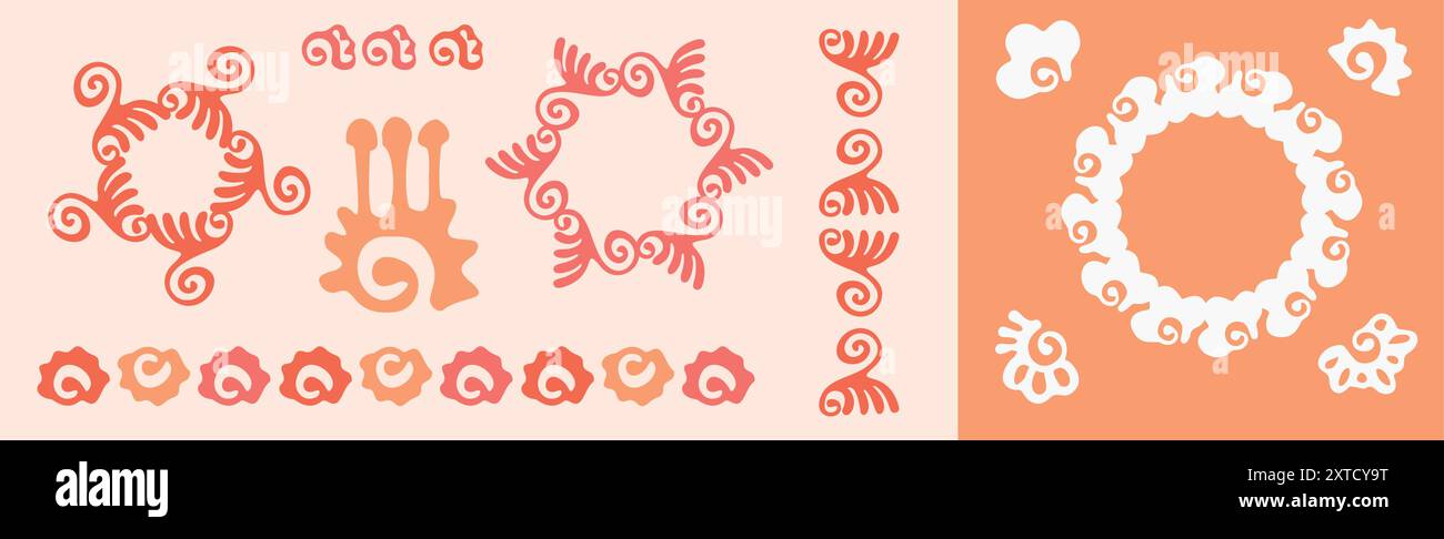 Peach fuzz botanical set texture vector motif with color of the year ...