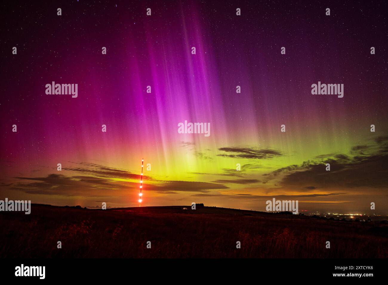 A view of The northern lights over the cumbrian countryside Stock Photo ...