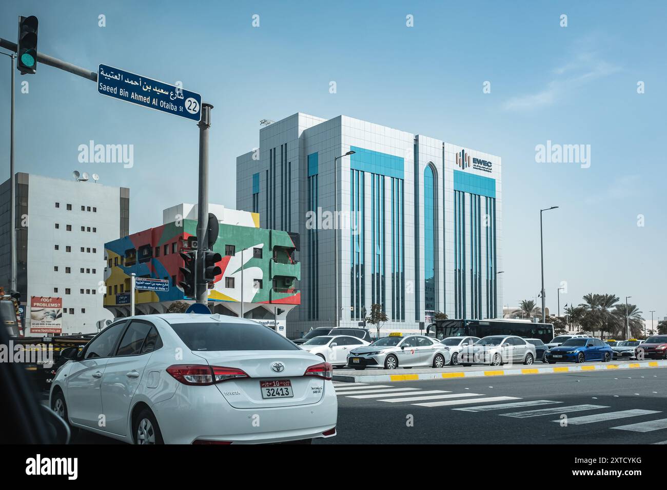 Large intersection with pedestrian crossings, Saeed Bin Ahmed Al Otaiba ...