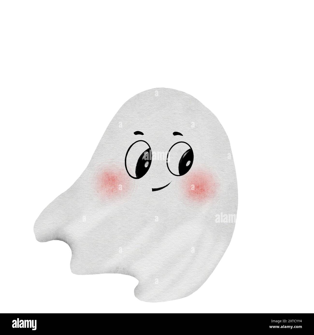 Cute ghost watercolor. Hand drawn kawaii monster. Clip art of the face ...