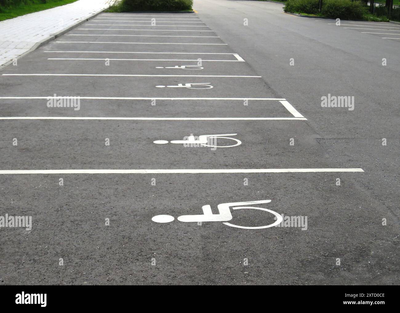 empty parking spots for handicapped and disabled people with special ...