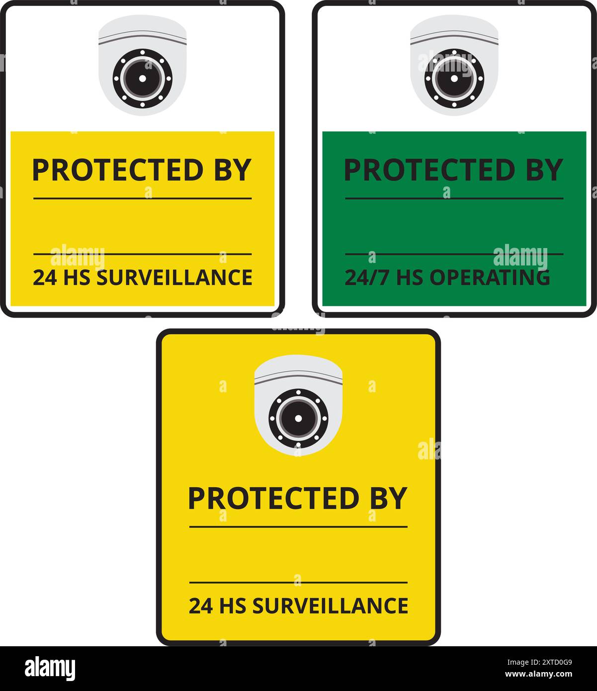 Security camera zone banners on a white background Stock Vector Image ...
