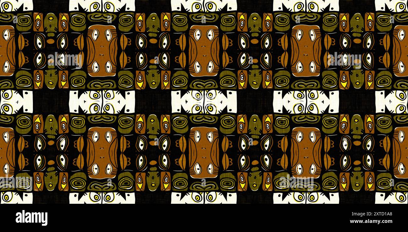 Modern tribal shape mud cloth border effect seamless pattern. Stylized ...