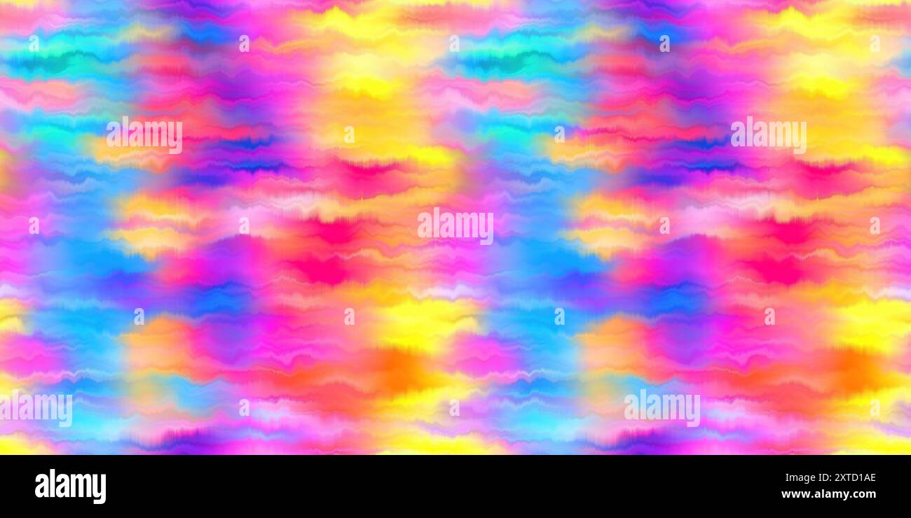 Modern rainbow blur summer seamless border pattern for a funky hippy ...