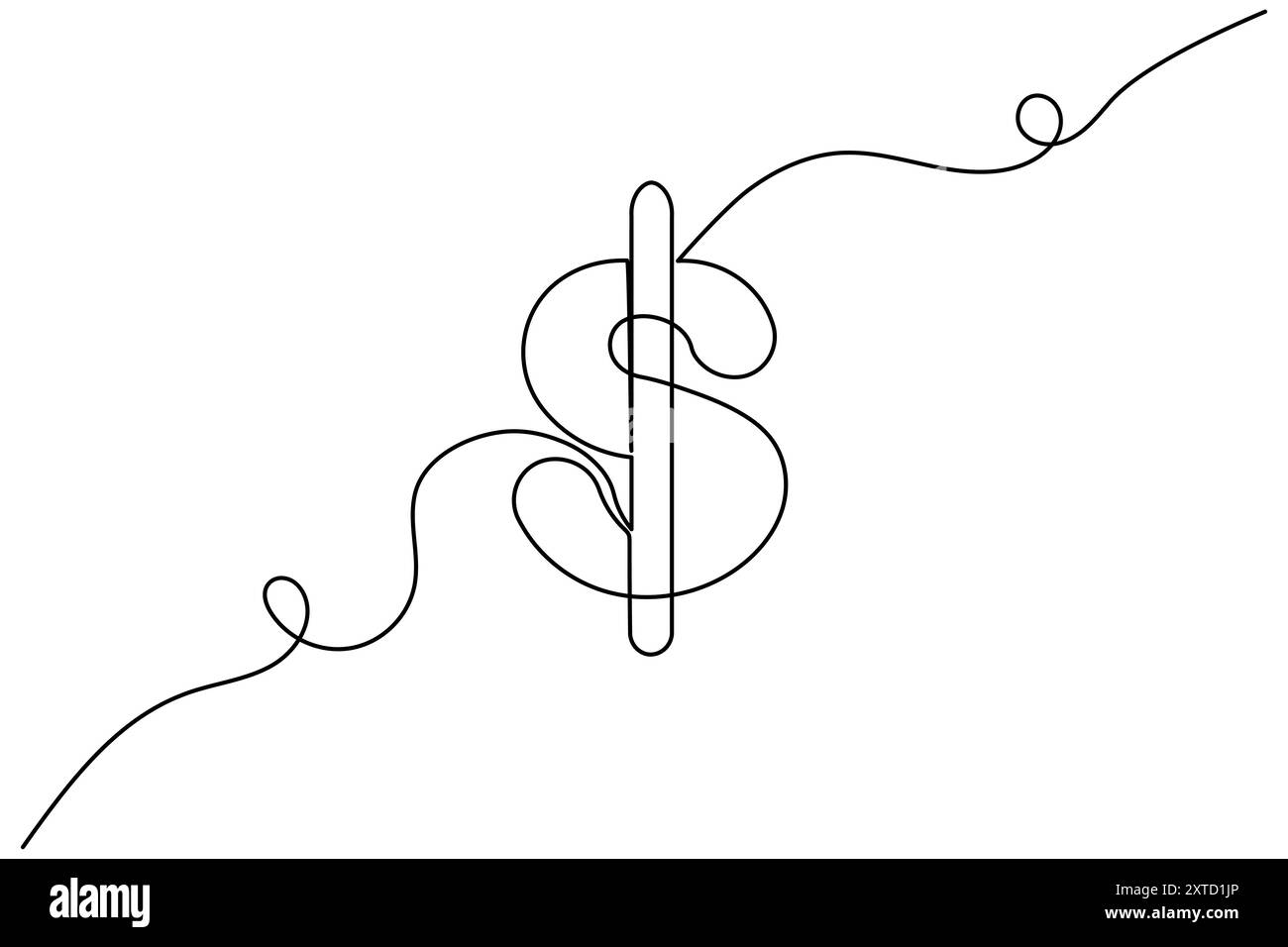 Dollar icon continuous one line drawing of dollar sign outline vector art Stock Vector Image ...
