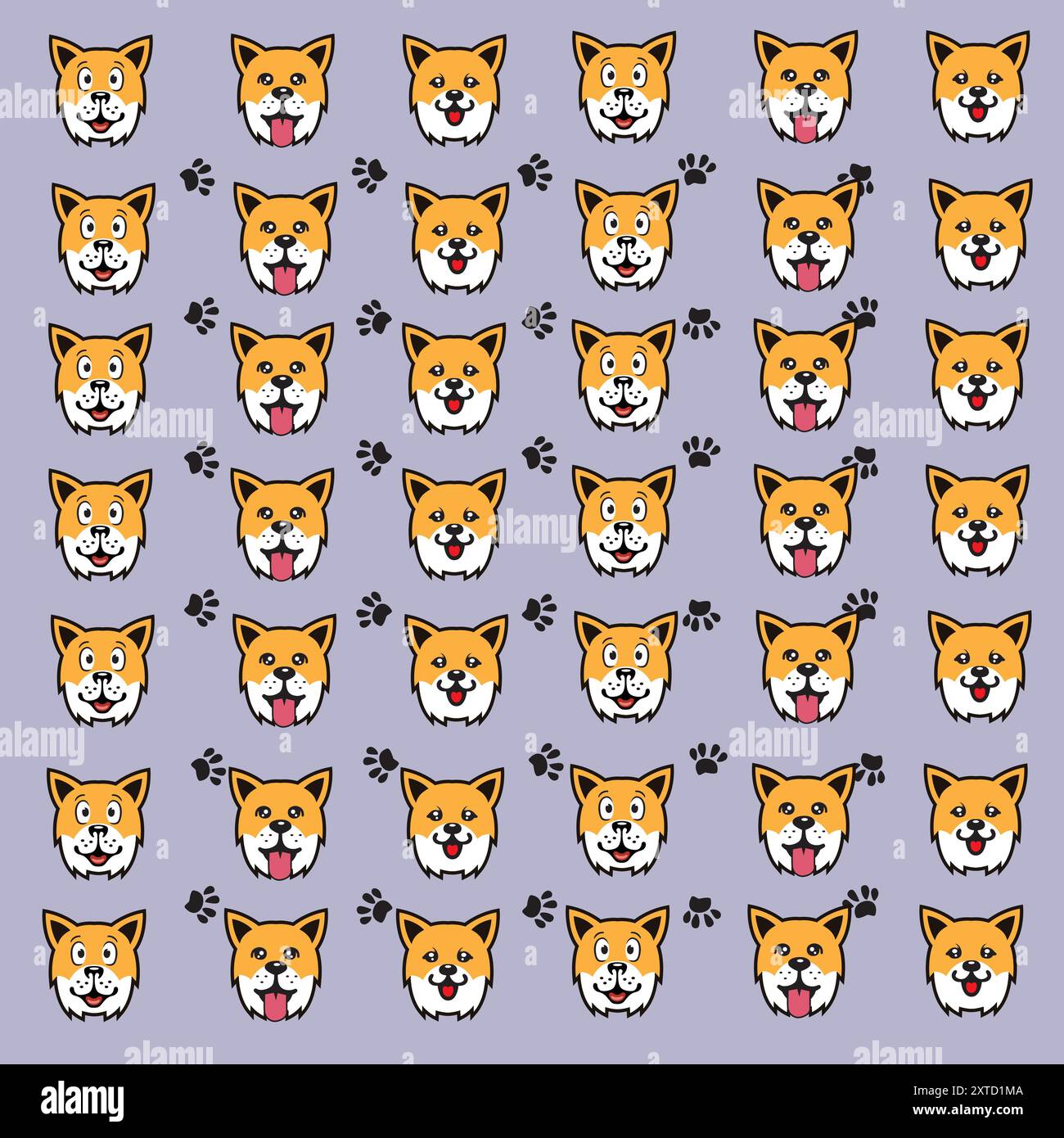 cute dog and paw pattern Stock Vector Image & Art - Alamy