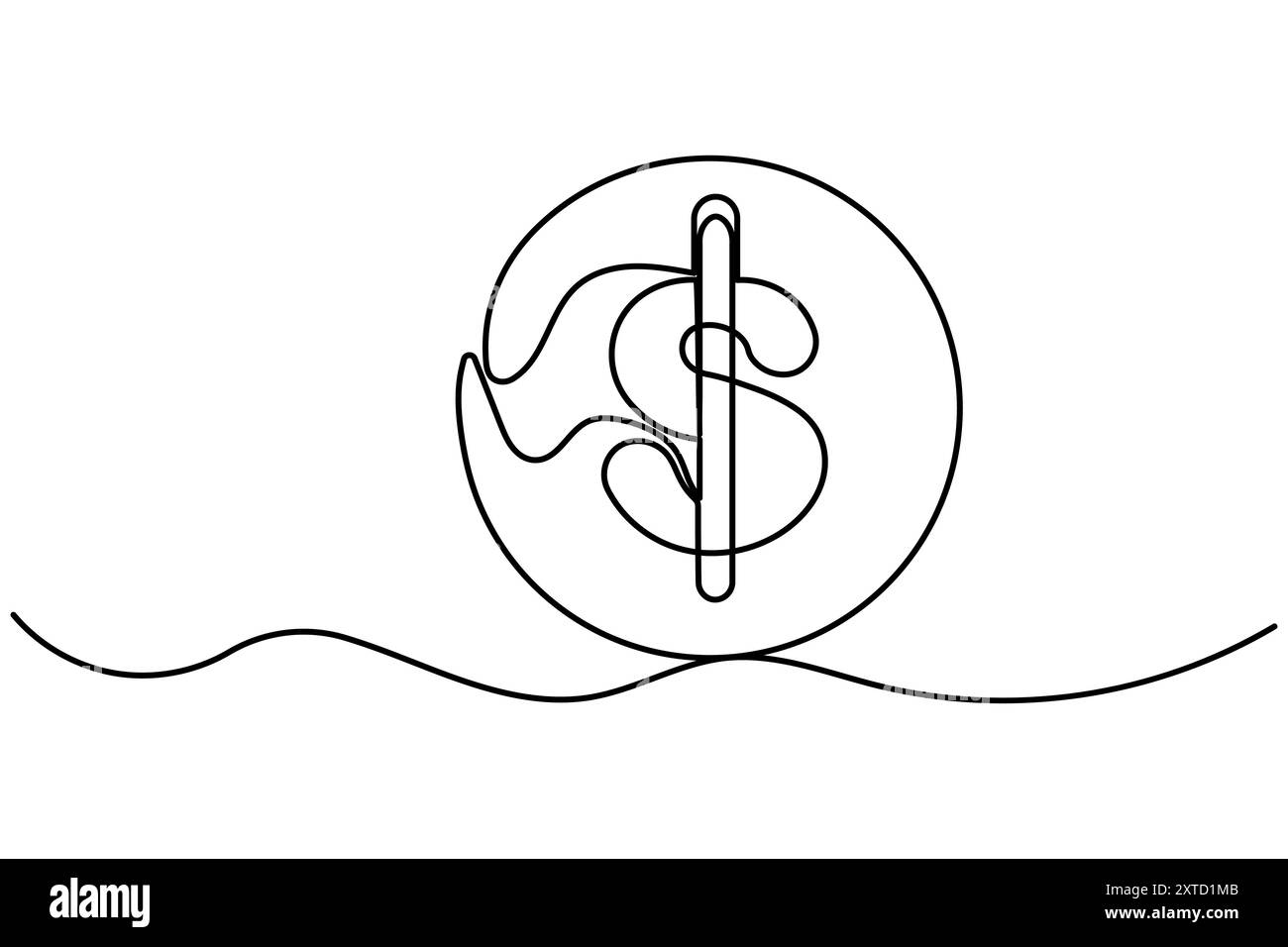 Dollar icon continuous one line drawing of dollar sign outline vector art Stock Vector Image ...