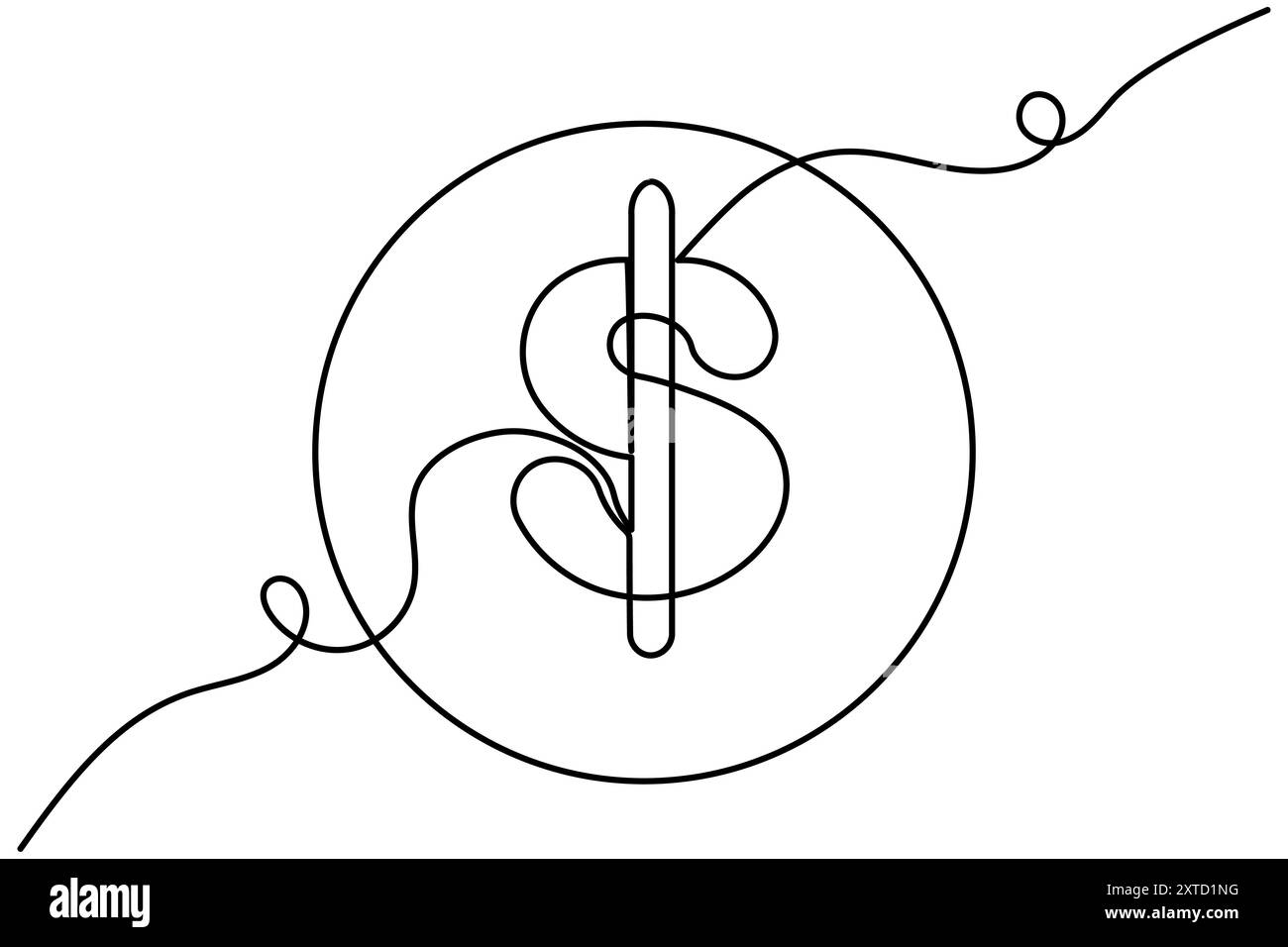 Dollar icon continuous one line drawing of dollar sign outline vector art Stock Vector Image ...