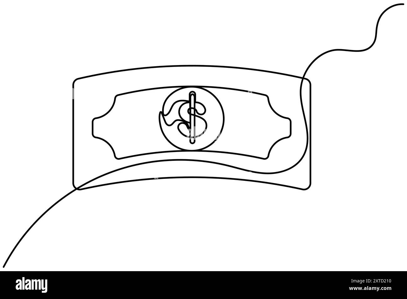 Dollar icon continuous one line drawing of dollar sign outline vector art Stock Vector Image ...