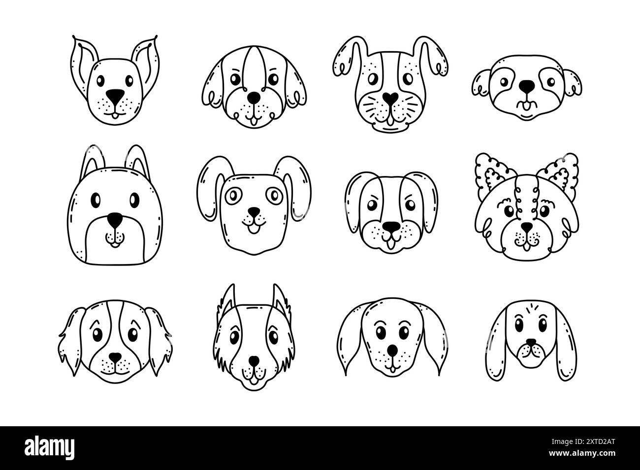 Collection of dog faces in doodle style Stock Vector Image & Art - Alamy