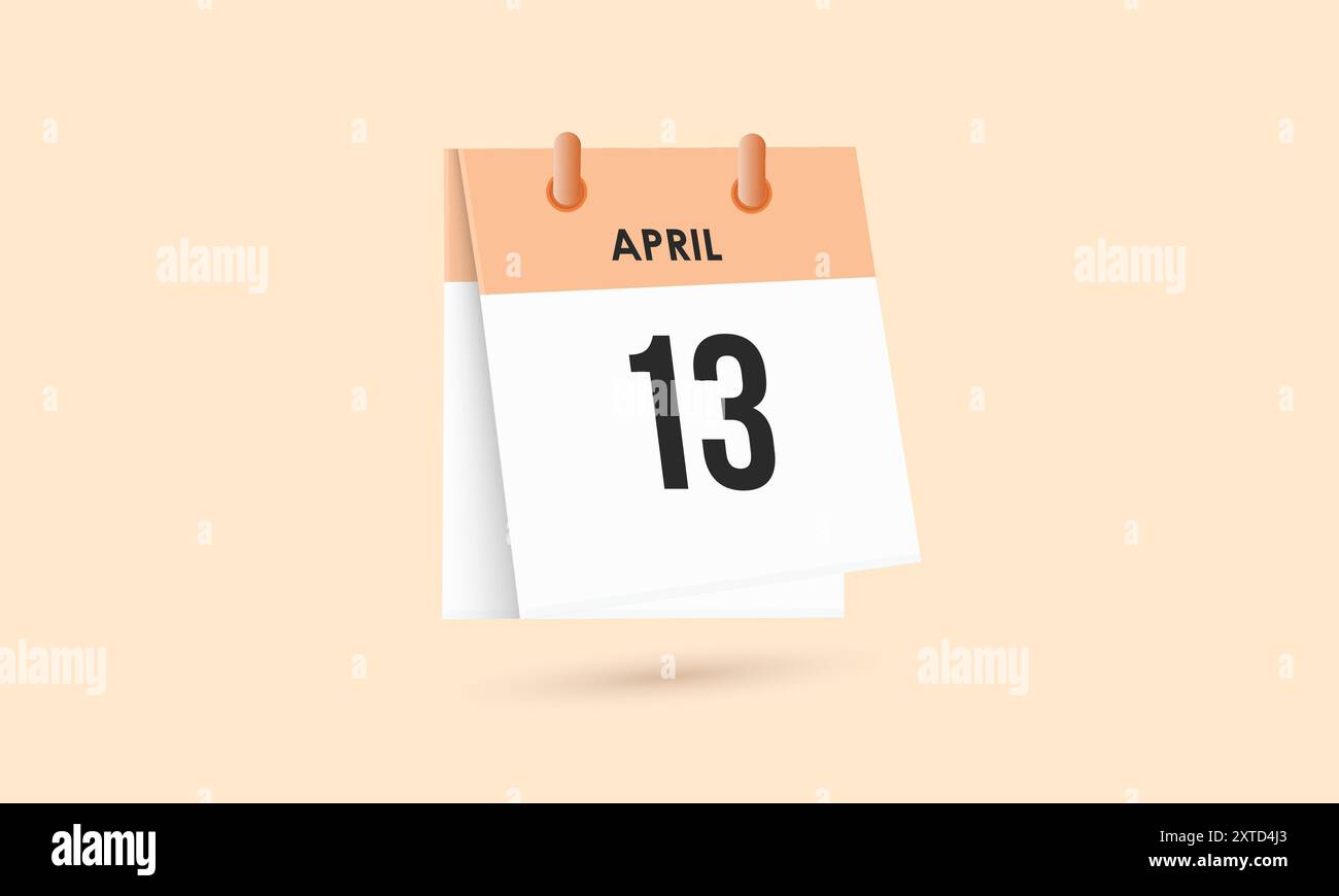 April 13 - calendar and Time planner. Daily Calendar Icon reminder ...