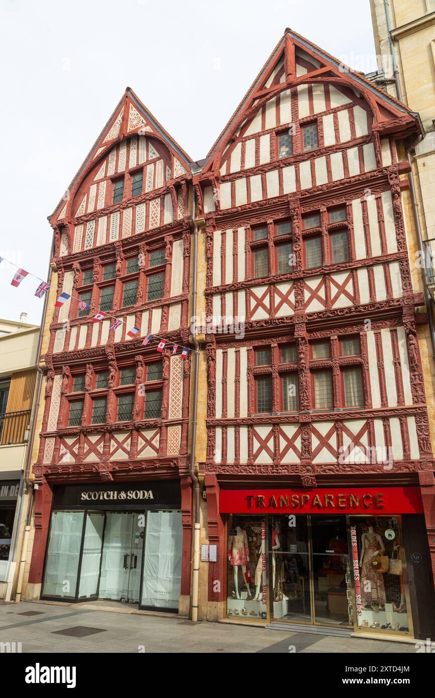 Medieval half-timbered double-gable house in Caen, Normandy, France ...