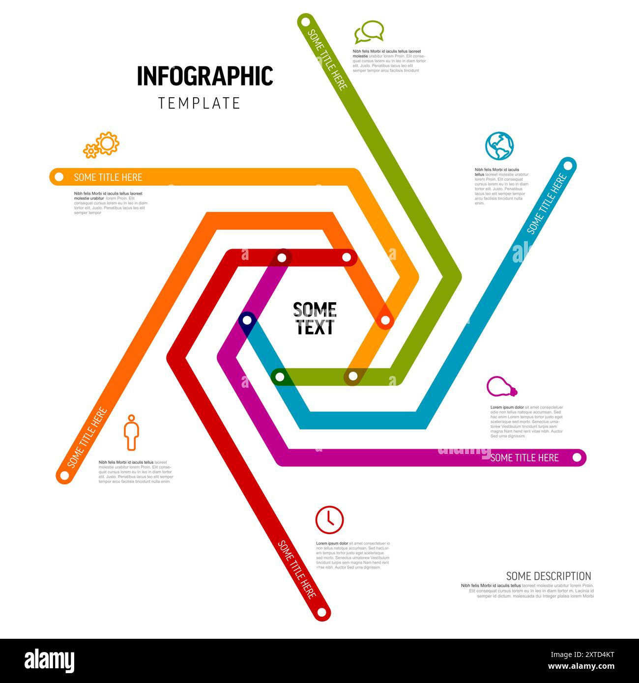 Minimalistic vector thick line six elements in hrxagon shapetemplate ...
