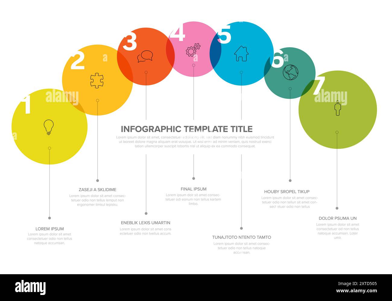 Vector steps infochart template with highlighet circle milestones with ...