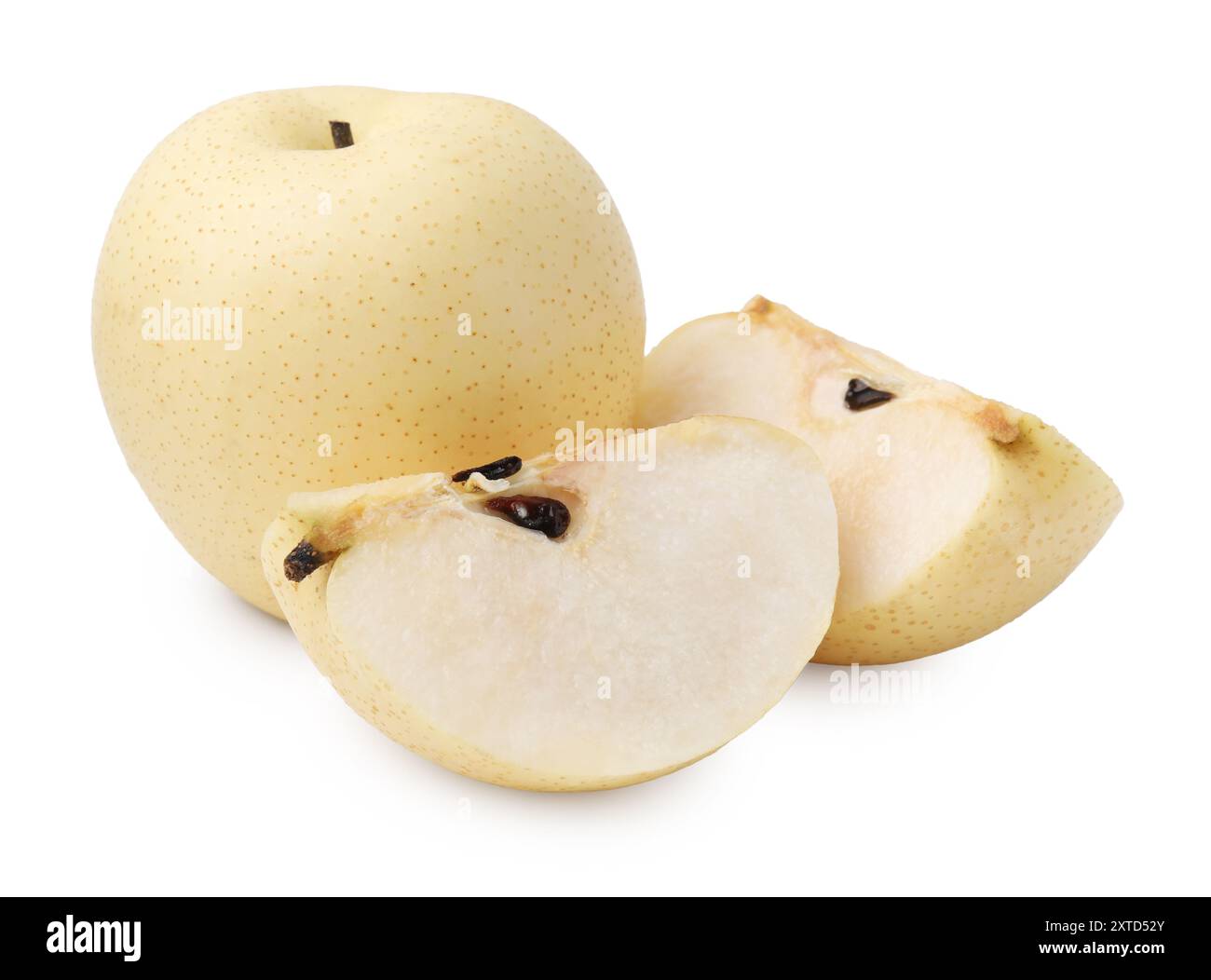 Whole and cut fresh apple pears isolated on white Stock Photo - Alamy