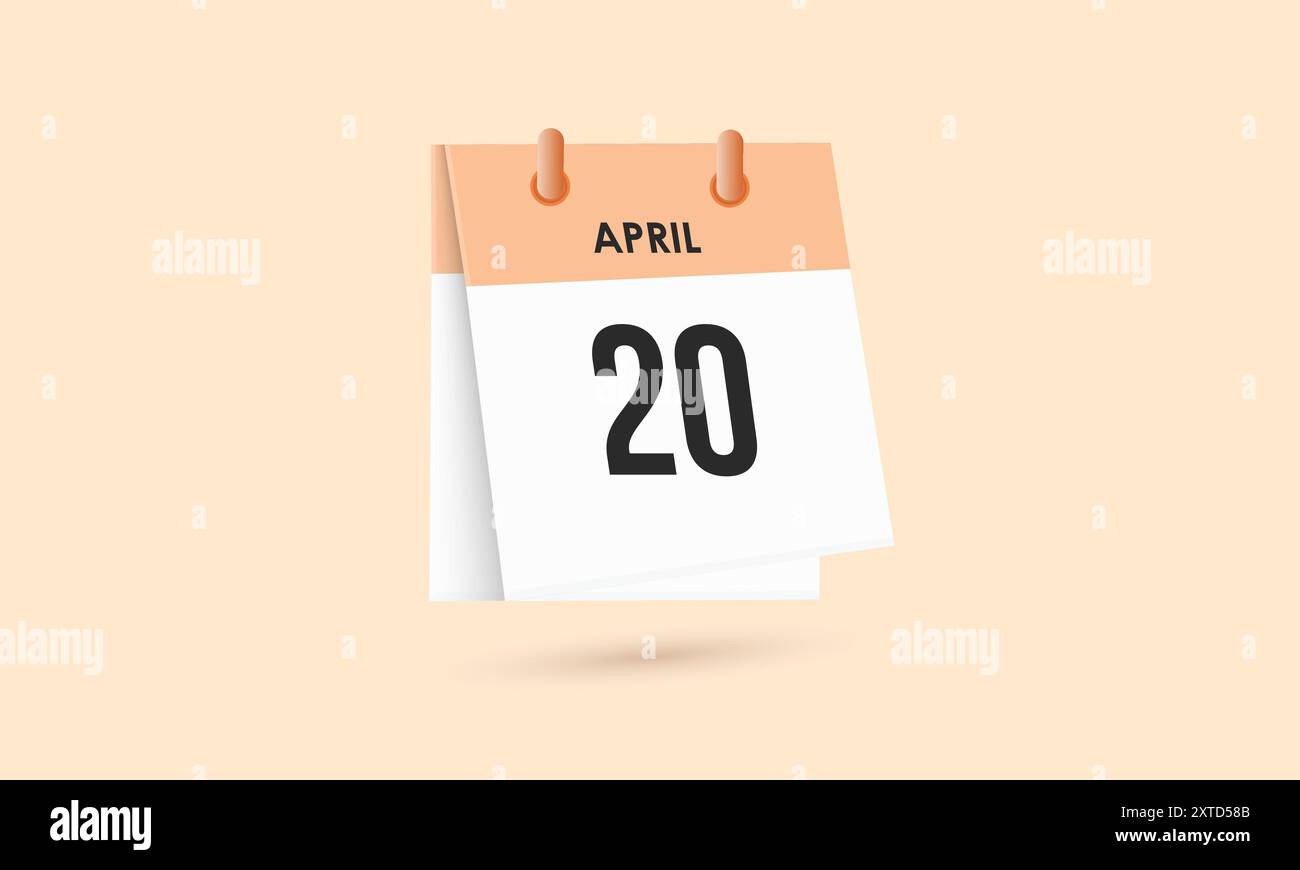 April 20 - calendar and Time planner. Daily Calendar Icon reminder ...