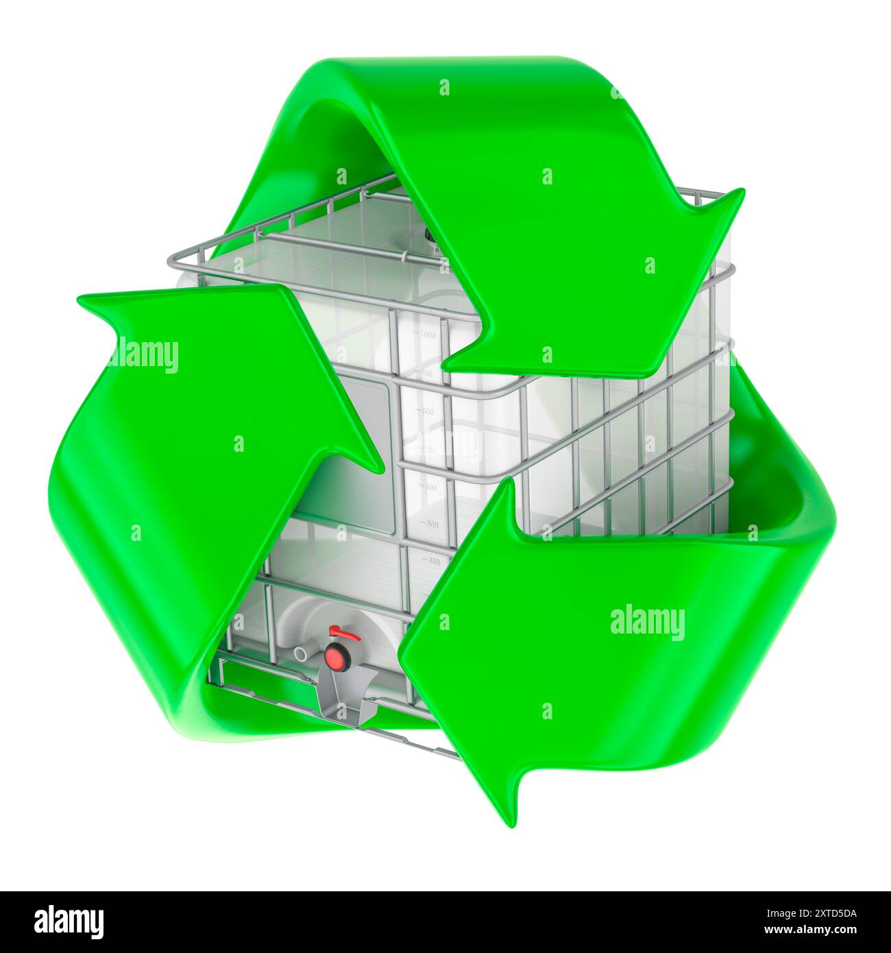 Recycle symbol with intermediate bulk. 3D rendering isolated on white ...