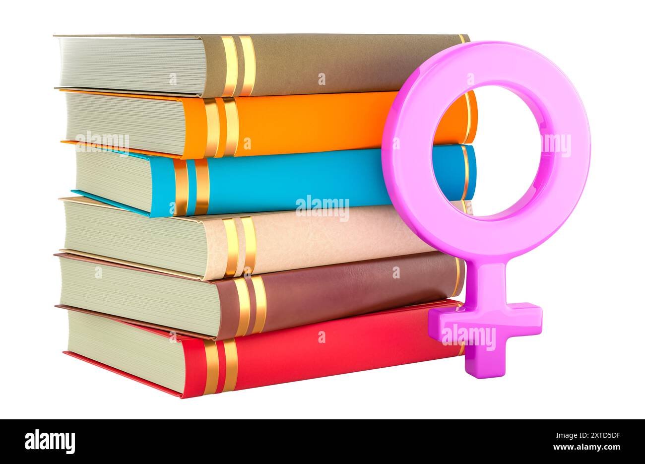 Stack of books with female gender symbol, 3D rendering isolated on ...