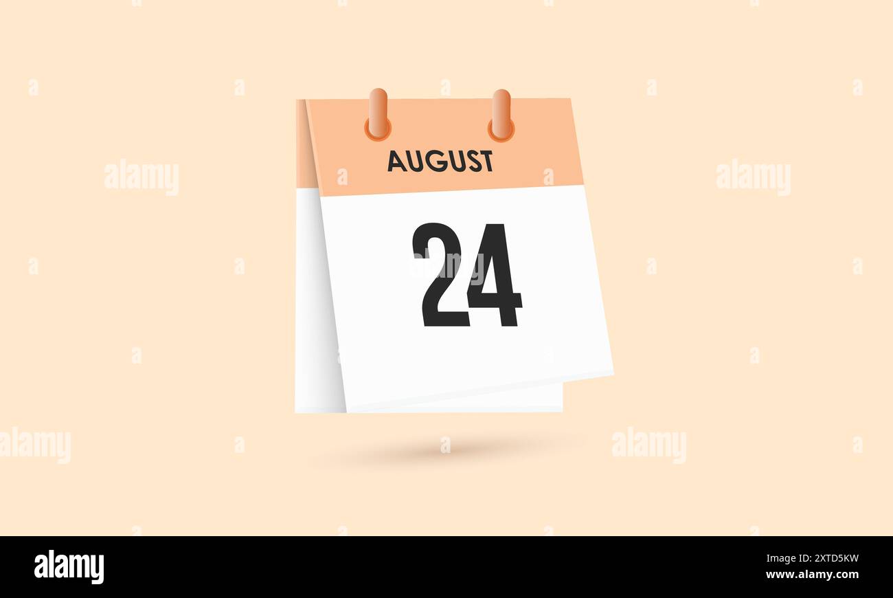 August 24 - calendar and Time planner. Daily Calendar Icon reminder ...