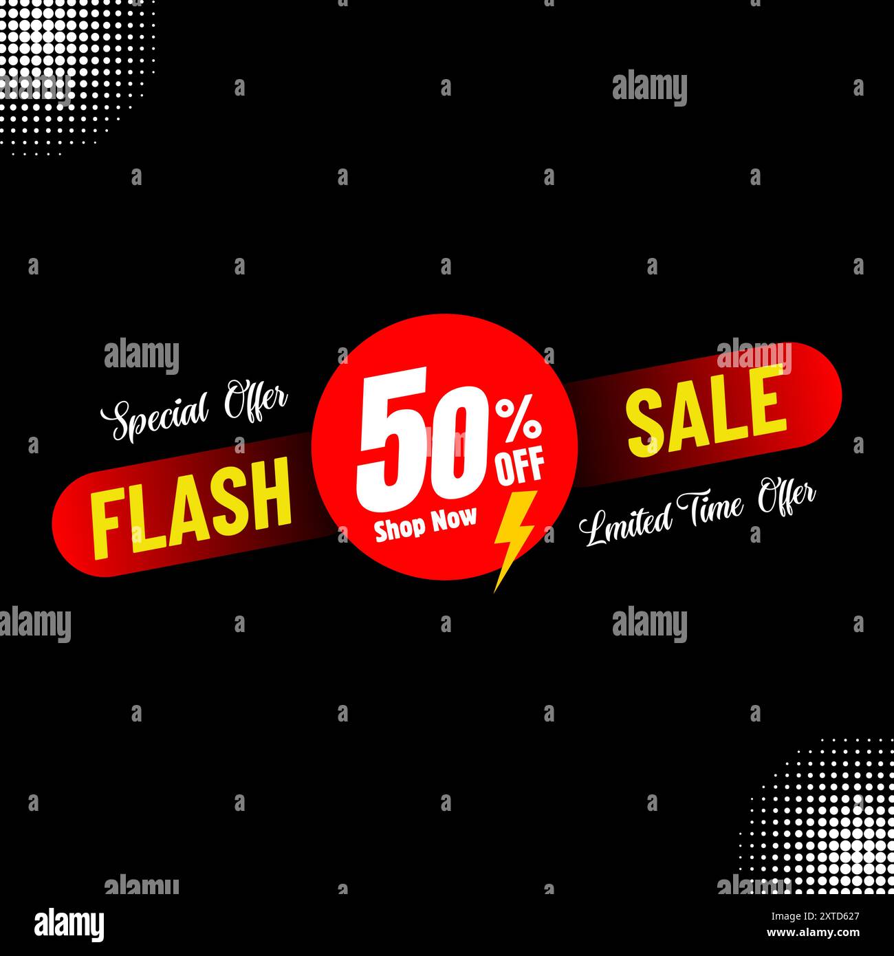 Special offer 50% off shop now banner template design with Isolated on ...
