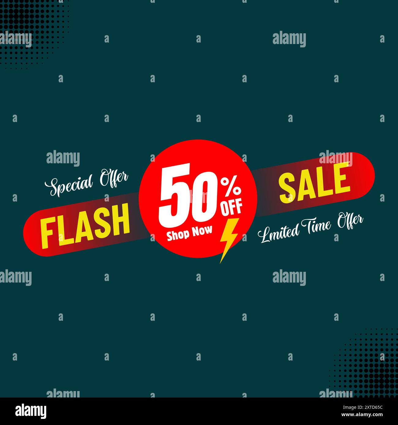 Special offer 50% off shop now banner template design with Isolated on ...