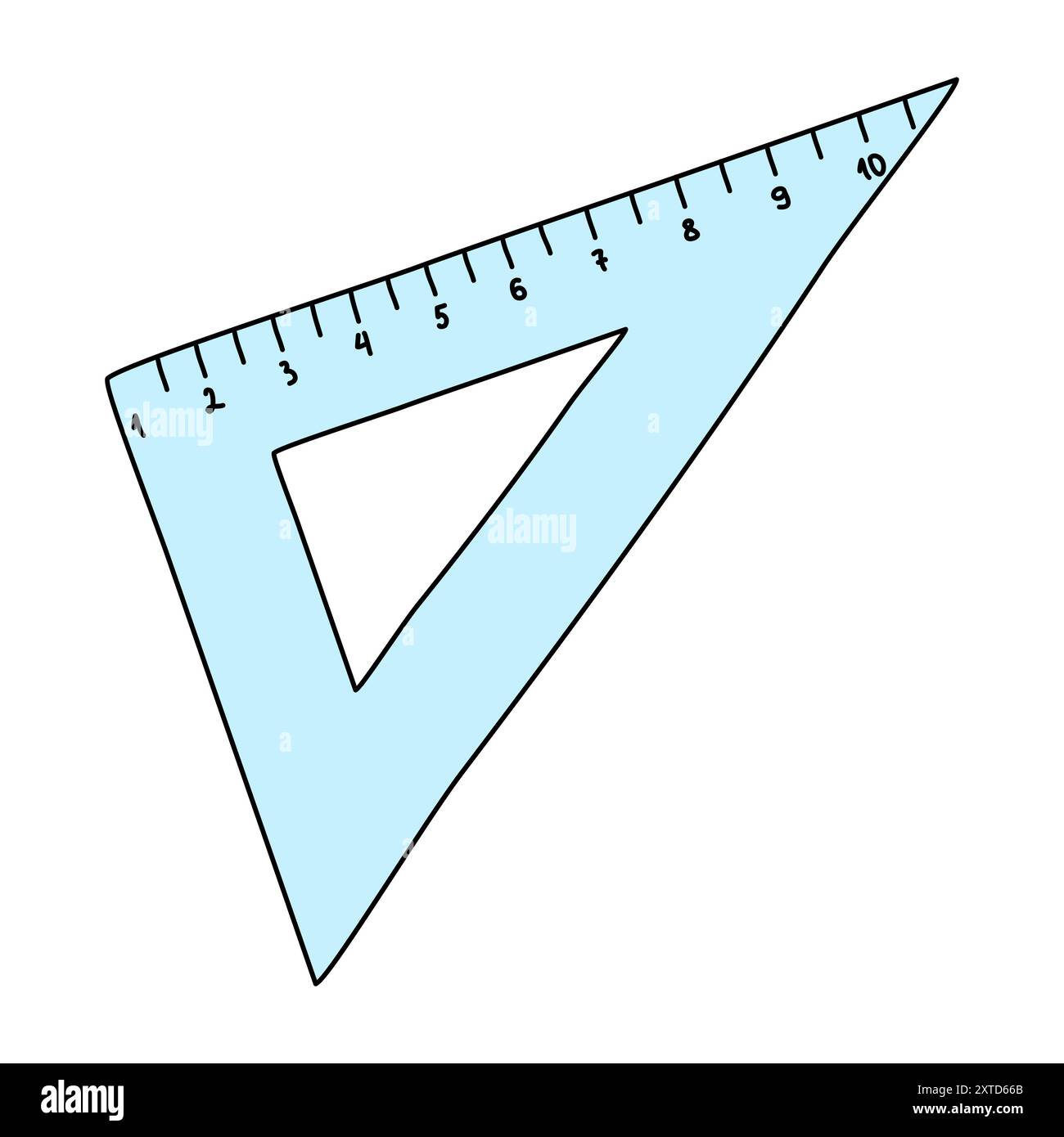 Triangular ruler, back to school concept, doodle style vector ...