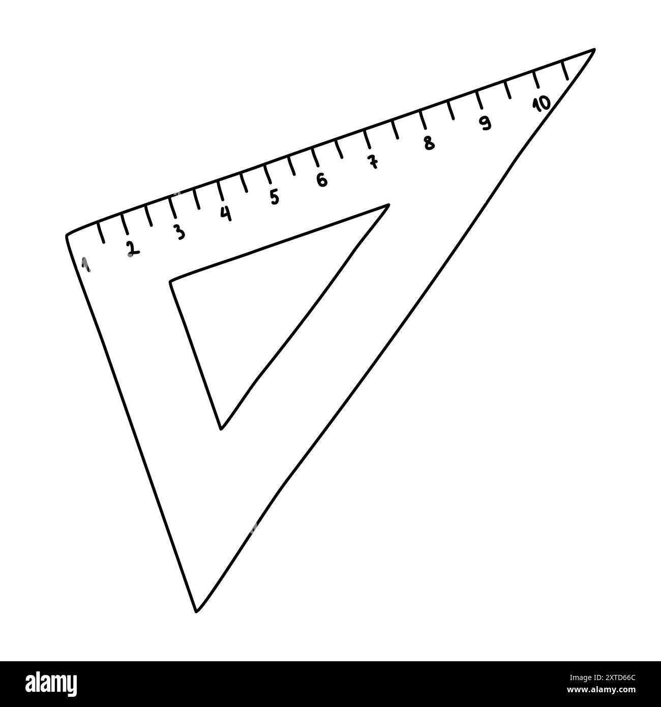 Triangular ruler, doodle style flat vector outline illustration for ...