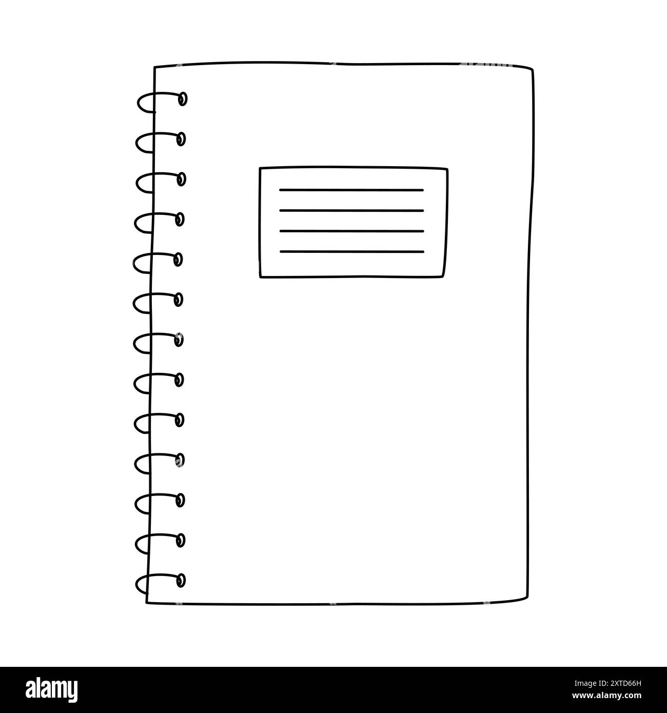 School spiral copybook or exercise book, doodle style flat vector ...