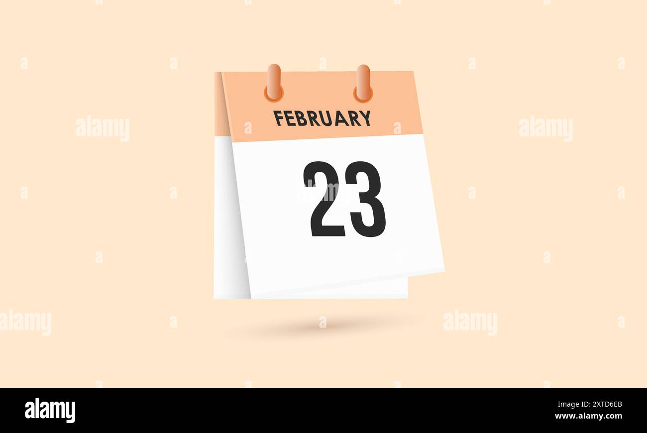 February 23 - calendar and Time planner. Daily Calendar Icon reminder ...