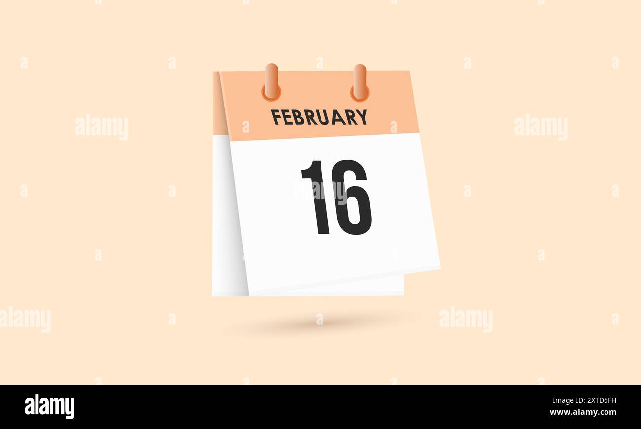 February 16 - calendar and Time planner. Daily Calendar Icon reminder ...