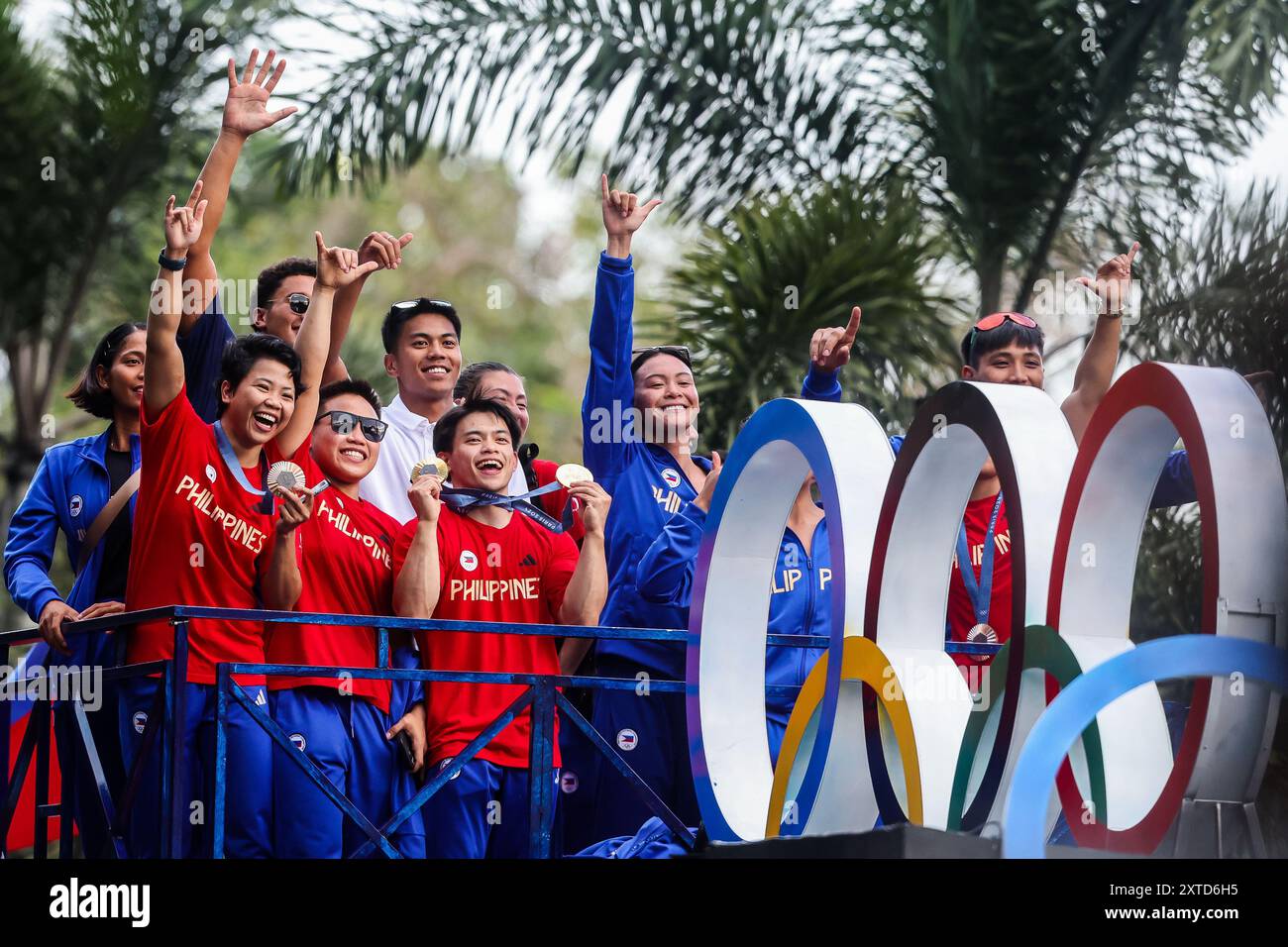 Manila, Philippines. 14th Aug, 2024. Filipino Olympians celebrate ...