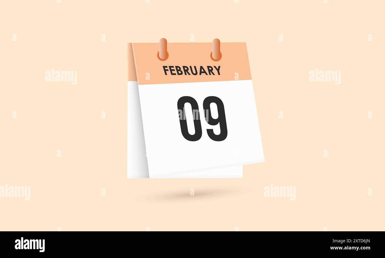 February 9 - calendar and Time planner. Daily Calendar Icon reminder ...