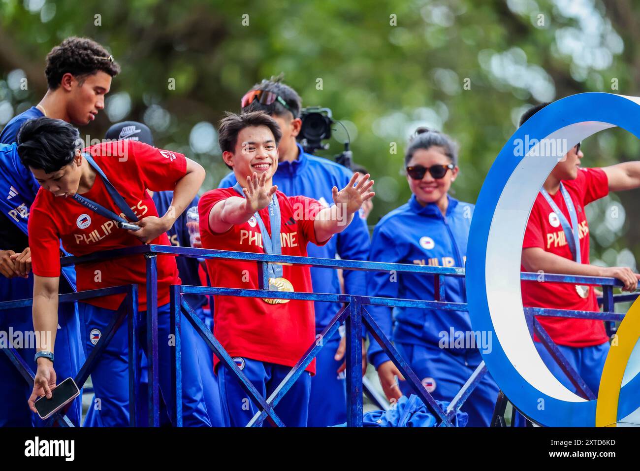 Manila, Philippines. 14th Aug, 2024. Carlos Edriel Yulo (front C), the ...