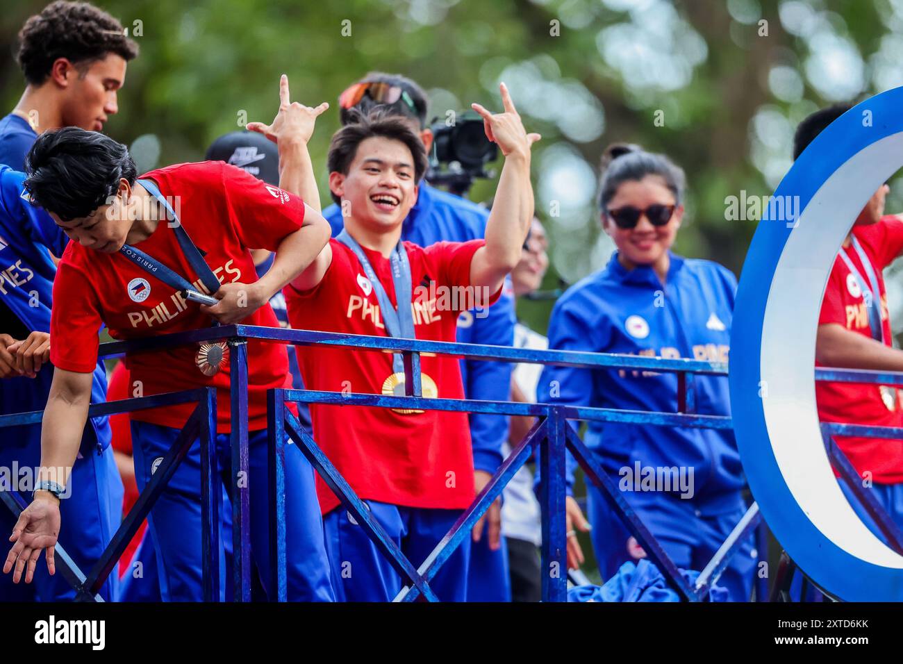 Manila, Philippines. 14th Aug, 2024. Carlos Edriel Yulo (front C), the ...