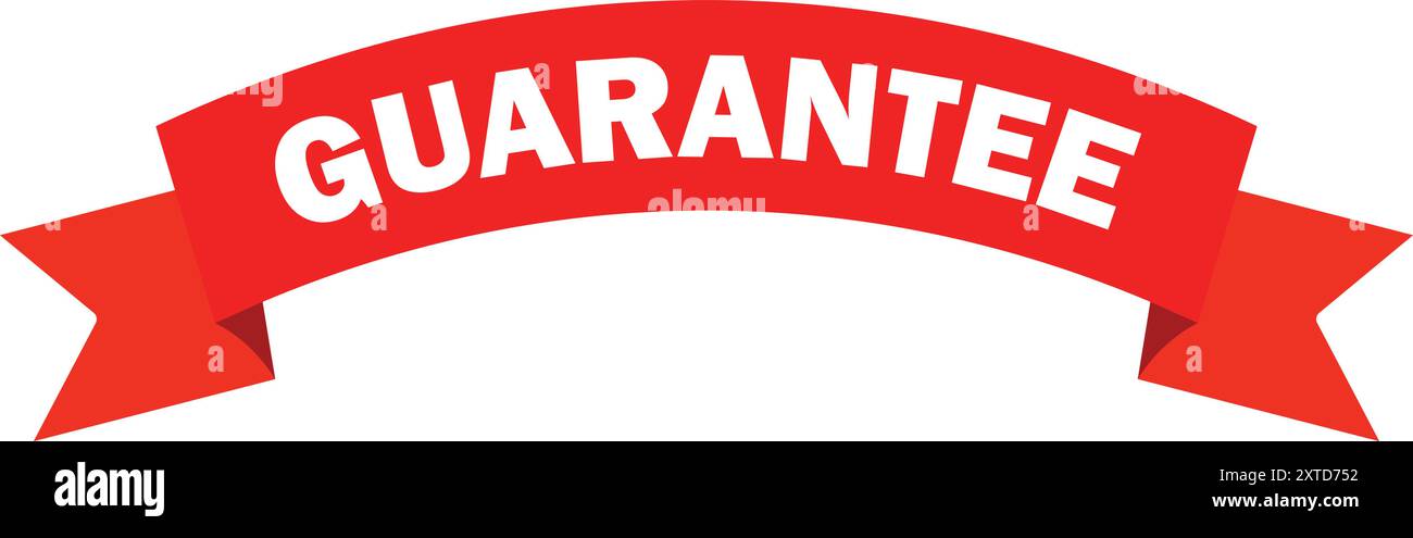 Guarantee icon in Red curved Ribbon, Guarantee icon, Guarantee red ...