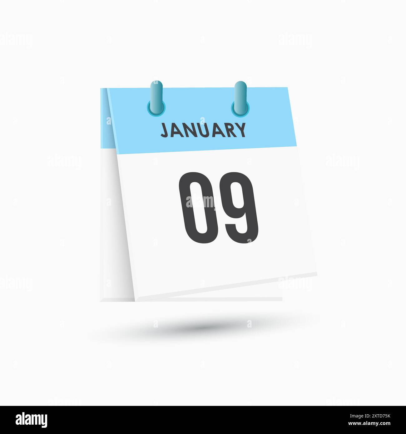 January 9 - calendar and Time planner. Daily Calendar Icon reminder ...