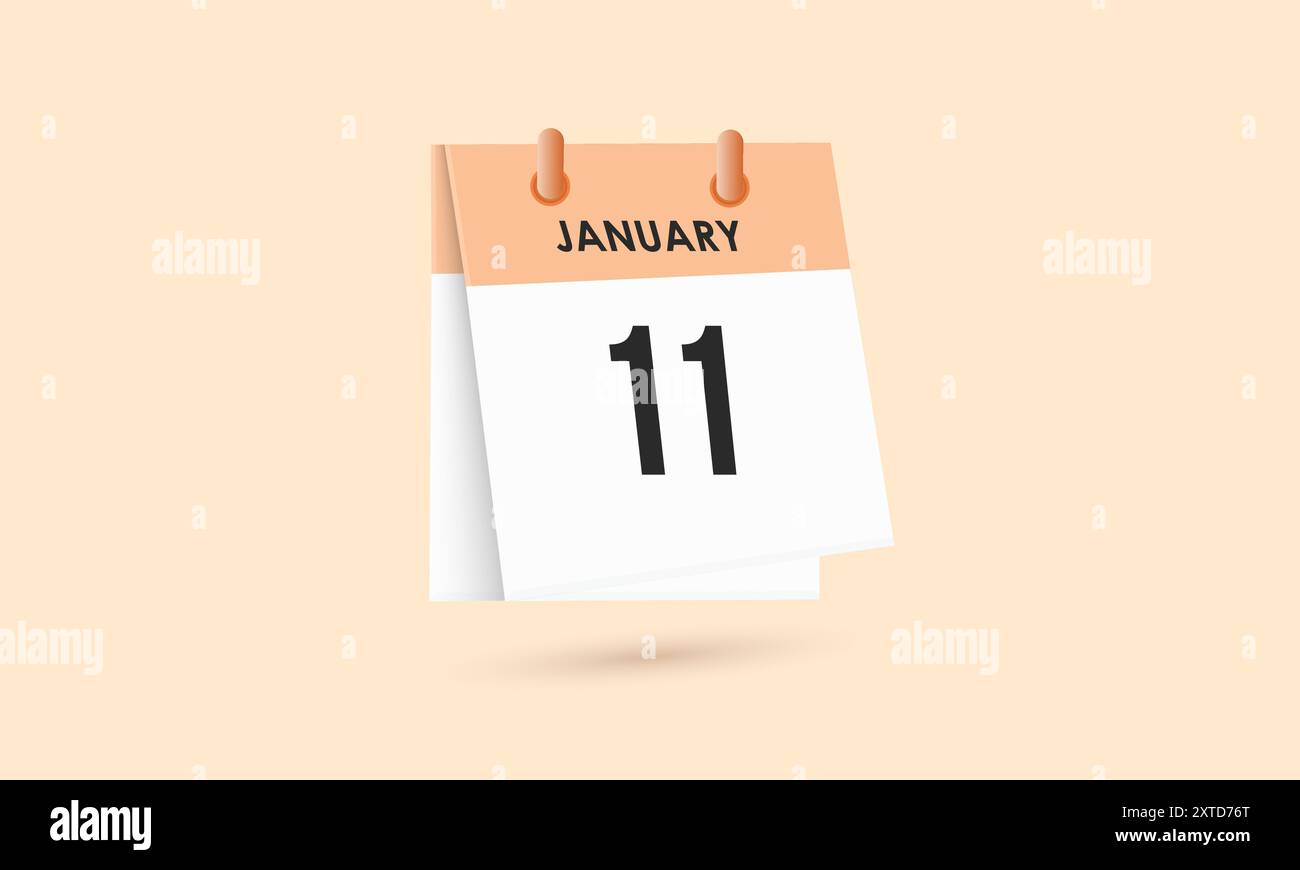 January 11 - calendar and Time planner. Daily Calendar Icon reminder ...