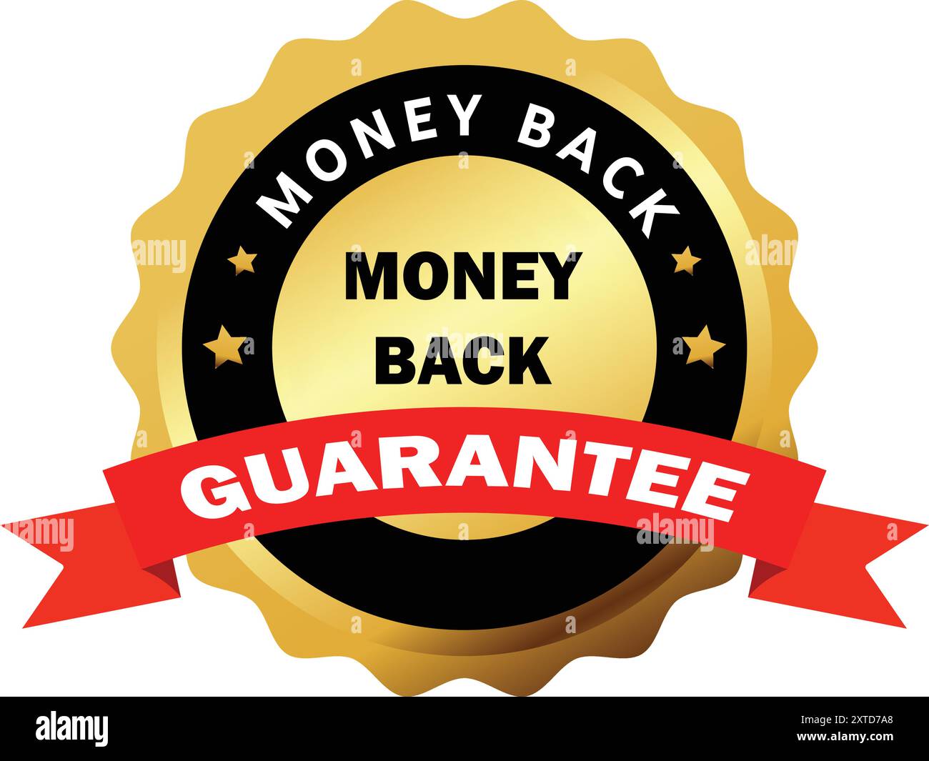 Money Back Guarantee icon in Red curved Ribbon, Money Back Guarantee ...